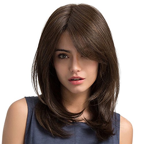 TopWigy Long Wave Wigs Medium Length Bob Straight Synthetic Hair Full Wigs for Women Lace Wigs Heat Resistant Fiber Glueless Hair 130 High Density