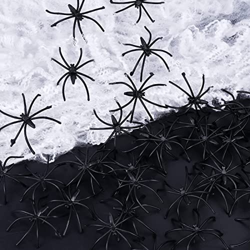 RMMD 100g Spider Web Decoration 120 Pcs Fake Spiders Halloween Cobwebs ...